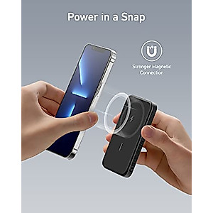 Anker 621 Magnetic Battery (MagGo), 5000mAh Magnetic Wireless Portable Charger with USB-C Cable, Only Compatible with iPhone 14/14 Pro/14 Pro Max, 13/12 Series. (Black)