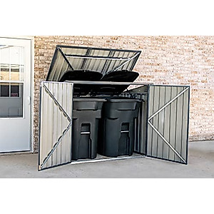 Cover-It 6x3 Metal Outdoor Galvanized Steel Storage Shed with Swinging Lockable Doors for Backyard or Patio Storage of Trash Cans, Bikes, Supplies, Tools, Toys, for Lawn, Garden, Camping, Charcoal