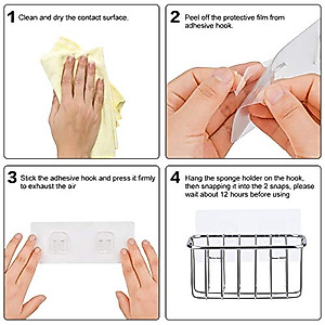 Toplife Adhesive Sponge Holder, Stainless Steel Kitchen Sink Caddy, Silver