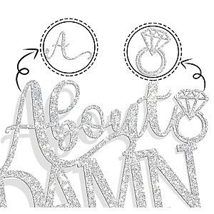 About Damn Time Cake Topper,Funny Wedding/Engagement/Bridal Shower/Happy Birthday Party Decorations Supplies for Men Women, Silver Glitter