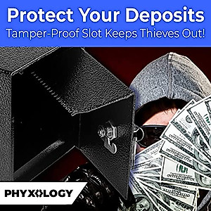 Mountable Cash Drop Box with Tamper-Proof Slot. Great as a Key Depository Or Deposit Safe for Hotels, Apartments Or Retail. Highly Secure Thick Steel and Key Lock! Pre-Drilled for Easy Wall Mounting!