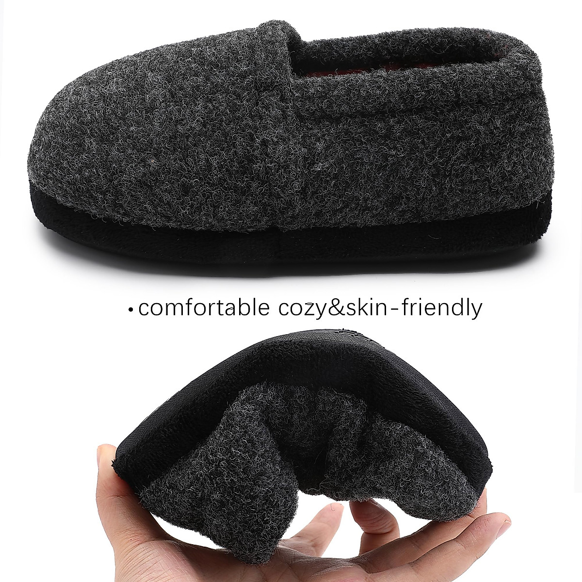 Tuboom Boys Slippers Kids House Shoes with Cozy Memory Indoor Outdoor (Toddler/Little Kid/Big Kid) color grey size 11-12