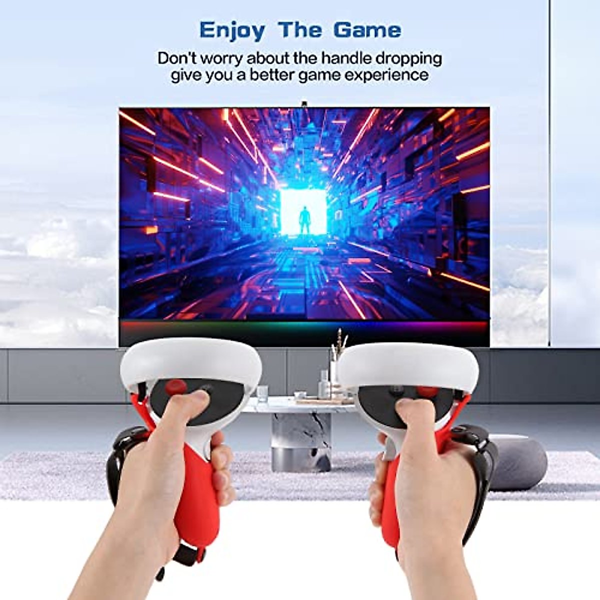 VR Controller Grips Protection Cover for Oculus Quest 2,Include Controller Grip Cover,Handle Controller Rocker Cap(2pcs Set/Red)
