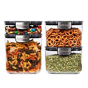 Progressive International ProKeeper+ 4-Piece Clear Plastic Modular Airtight Pantry Food/Snack Kitchen Storage Organization Container Canister Set (PKS-4PC (4-Piece Set))