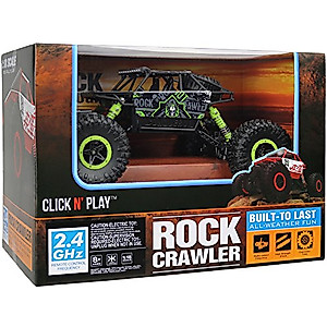 Click N' Play Remote Control Car 4WD Off Road Rock Crawler Vehicle 2.4 GHz, Green