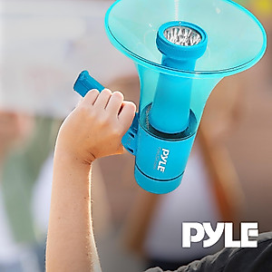 Pyle Compact and Portable Mega Phone Speaker - 40W Waterproof Bullhorn with Alarm Siren, Adjustable Volume, LED Flashlight, and AA Battery Power - Indoor/Outdoor Use for Cheering at Football Games