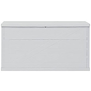 NusGear Garden Storage Box 111 gal Light Gray for Patio Garden Furniture, Outdoor Cushion Storage, Pool Accessories, and Toys