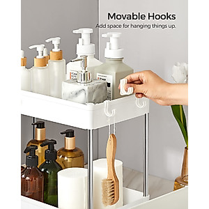 SONGMICS Under Sink Organizers and Storage, 2-Tier Bathroom Organizer Under Sink, Under Cabinet Storage, Kitchen Cabinet Organizers and Storage, 15.7 x 8.7 x 12.2 Inches, White UBUO001W01