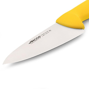 ARCOS Chef Knife 6 Inch Nitrum Stainless Steel and 150 mm blade. Professional Multipurpose Cooking Knife. Ergonomic Polypropylene Handle. Series 2900. Color Yellow