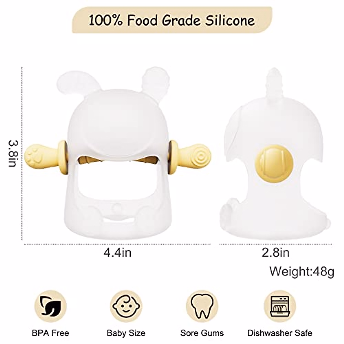 Teething Toys for Babies 0-6 Months, Never Drop Silicone Baby Mitten Teether for Soothing Teething Pain Relief, Baby Chew Toys for Sucking Needs White - Dilovely