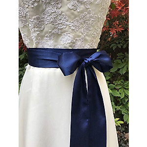 AIMECHA Satin Sash Belt For Bridal Wedding Bridesmaid Dress Belt 2'' Wide Silk Satin Material (Navy)