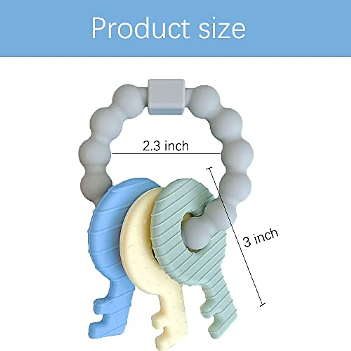 Baby Teether Keys,Teething Keys Toys for 3 to 18 Months Infants Toddler Sensory Chew Toys BPA-Free Toy for Baby Teething Relief(Grey)