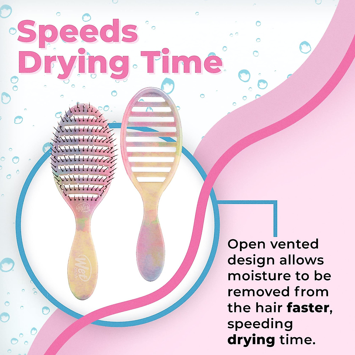 Wet Brush Speed Dry Hair Brush - Stripes (Color Wash) - Vented Design and Ultra Soft HeatFlex Bristles Are Blow Dry Safe With Ergonomic Handle Manages Tangle and Uncontrollable Hair - Pain-Free