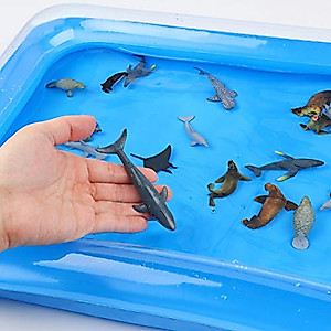 Winsenpro Bath Toys,24PCS Sea Animal with Inflatable Water Mat for Party Birthday Gifts,Realistic Sea Ocean Animals Creature Play Set for Boys Girls (24PCS Sea Animals)