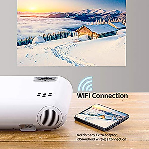 Mini Projector, GooDee W18 WiFi Movie Projector with Synchronize Smartphone Screen with 1080P Support and 200’’ Video Projector Support TV Stick, HDMI, VGA, USB, Laptop, PS4, and iOS/Android Phone