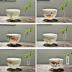 ToiM China Characteristic Exquisite Hand-painted Ceramic Tea Cup Set Kung Fu Tea Cups, Set of 6, Gift Box Packaged