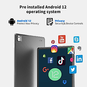 SGIN 8GB RAM 128GB ROM Android 12 Tablet, 10 Inch 1280 * 800 HD IPS Tablets Computer with Srceen, MTK Octa-Core 2.0Ghz Processor, 8MP+5MP Camera, Bluetooth, WiFi, 6000mAh, Black