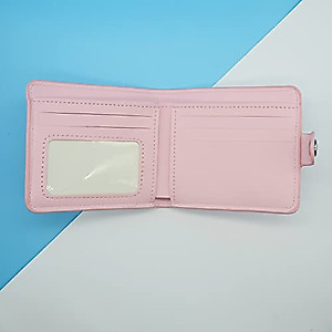 Kawaii Kitty Cat Badge Wallet with Lanyard, ID Card Holder Purse Pouch with Buckle, Wallet Durable Card Holder Credit Card Holder Money Bag for Students Teens Girls Boys