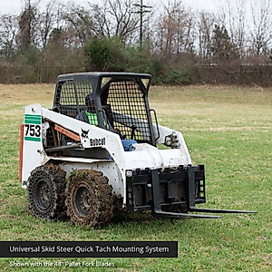 Titan Attachments Skid Steer Pallet Fork Frame Attachment, 60â€ Fork Blades, Rate 4,000 LB, Quick Tach Tractor, Receiver Hitch