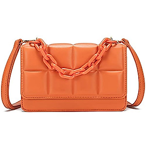 YIKOEE Mini Purse for Women with Detachable Plastic Chain Strap (Orange)