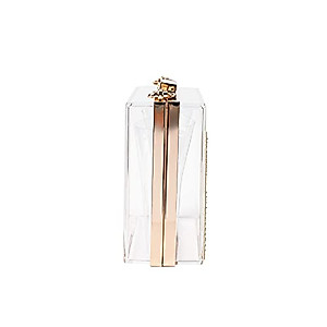 Mulian LilY Women Clear Purse Acrylic Transparent Clear Clutch Bag With rhinestones, Shoulder Handbag With Removable Gold Chain Strap M263