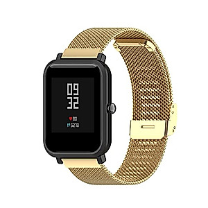 Chofit Metal Mesh Stainless Steel Loop Compatible with MILOUZ IDW19 Watch Band for Women&Men Wristbands Bracelet Adjustable Band Strap Replacement Bands for MILOUZ IDW19 Smartwatch (Gold)