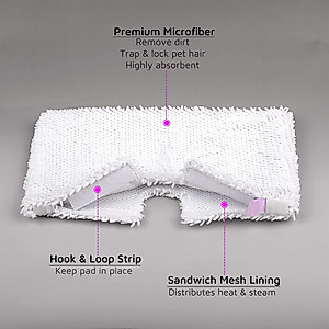 Flammi Steam Mop Replacement Pads for Shark S3500 Series S3501 S3601 S3550 S3901 SE450 S3801CO S3601D S2901 S2902 Steam Pocket Mop, 4 Pack