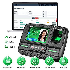 Biometric Employee Time Clock with Online Reporting - Face, Palm, Finger, Badge, WiFi Ready (#CB4000)