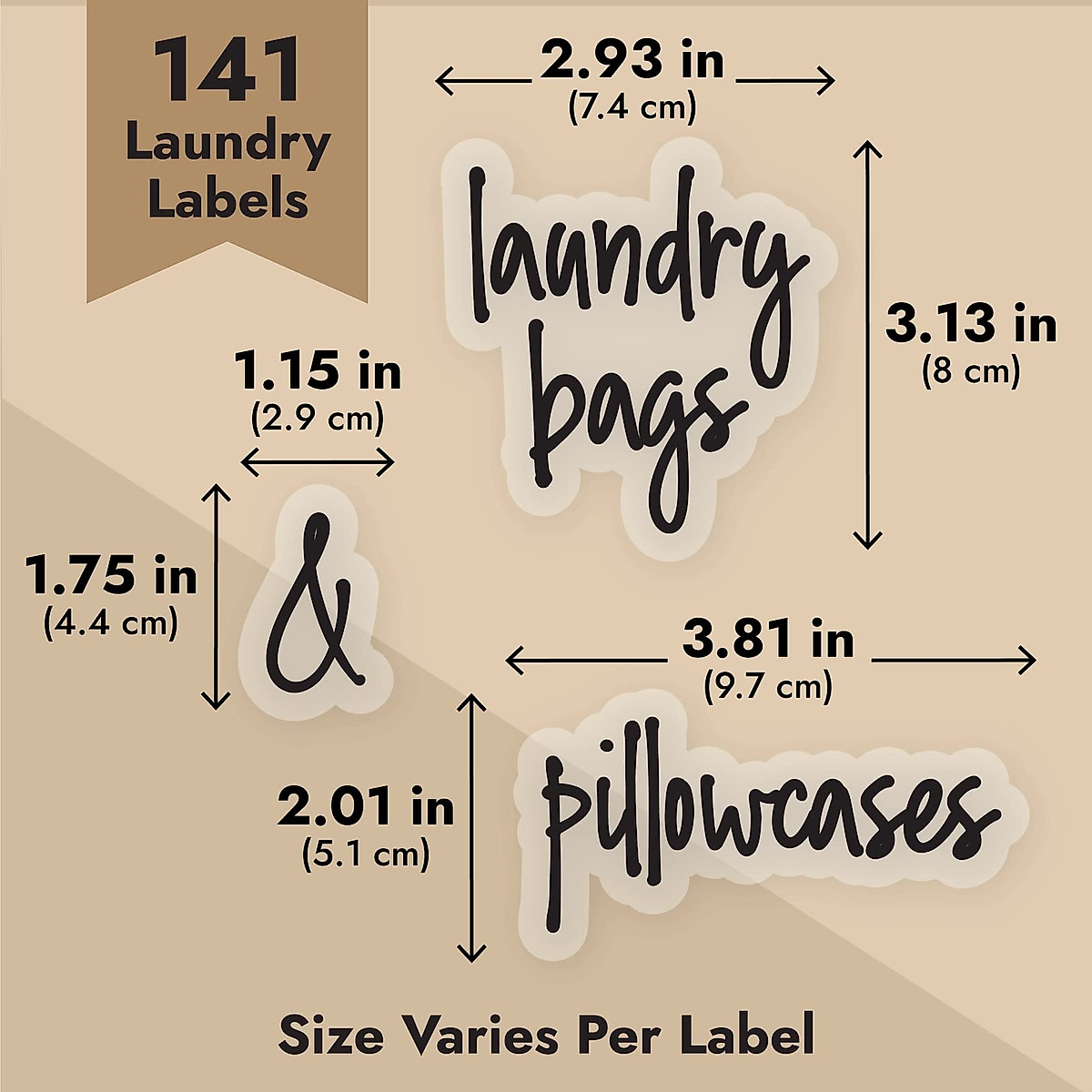 Talented Kitchen 141 Laundry Room Labels for Jars and Containers, Preprinted Black Script Stickers for Linen Closet, Bathroom Organization, Cleaning Supplies (Water Resistant)