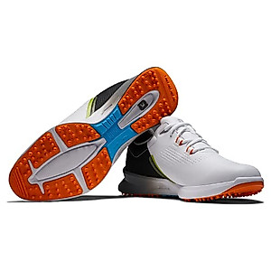 FootJoy Men's FJ Fuel Golf Shoe, White/Black/Orange, 10.5