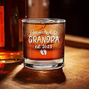 shop4ever® Promoted To Grandpa Est 2023 Engraved Whiskey Glass Gift for First Time Grandpa, New Granddad, Grandpa to Be