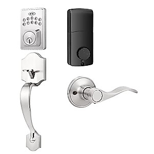 Tinewa Electronic Keypad Deadbolt, Front Door Handle Sets, Keyless Entry Door Deadbolt with Lever Handle, Digital Keypad Deadbolt, Auto Lock, Code Door Lock, Satin Nickel