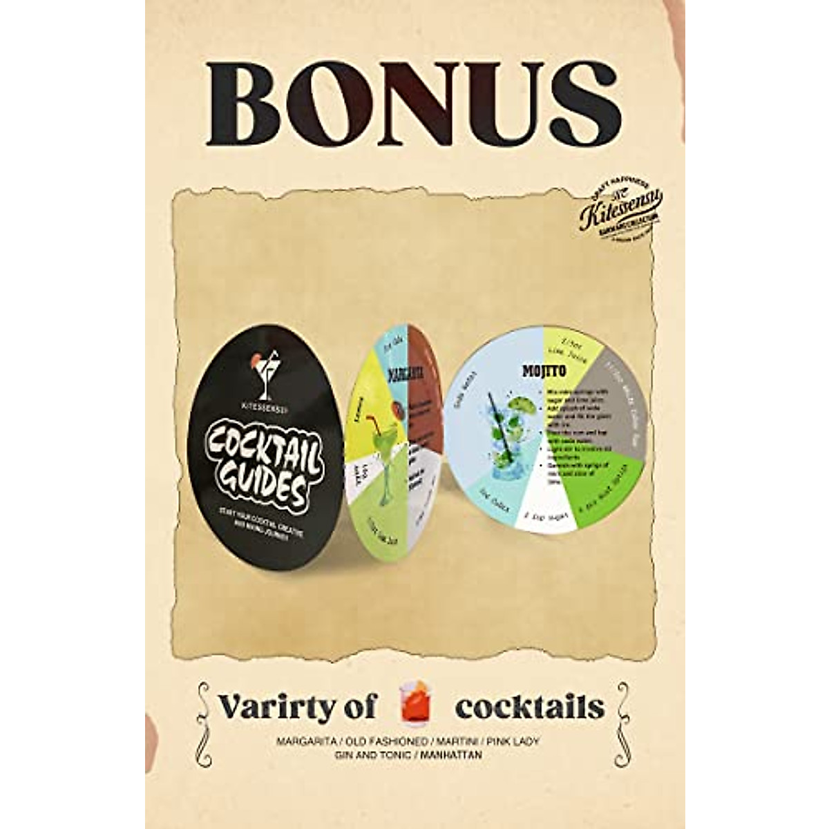 KITESSENSU Cocktail Shaker, 18oz Martini Shaker with Strainer, Premium 18/8 Stainless Steel Cobbler Drink Shaker, Recipes Booklet Included