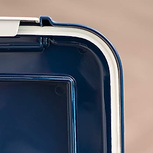 IRIS USA 35 Lbs / 47 Qt WeatherPro Airtight Pet Food Storage Container with Attachable Casters, For Dog Cat Bird and Other Pet Food Storage Bin, Keep Pests Out, Easy Mobility, BPA Free, Navy/Pearl