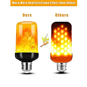 Hompavo 【Upgraded】 LED Flame Light Bulbs Halloween Decorations, 4 Modes Flickering Light Bulbs with Upside Down Effect, E26/E27 Base Flame Bulb for Christmas Party Home Indoor & Outdoor (2 Pack)