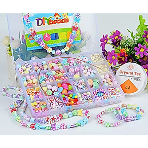 Jwxstore Kids DIY Bead Jewelry Making Kit, Beads for Girls Art and Craft Bracelets Necklace Hairband and Rings Toy for Age 4 5 6 7 8 9 10 11 Year Old Girl Christmas Gifts