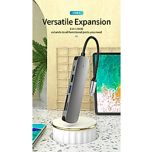 USB C hub,USB C Docking Station,6 in 1 USB C Docking Station Adapter,with 1 4K HDMI-Compatible,1 USB2.0,1 USB3.0,1 PD,SD TF Card Reader,Suitable for USB -C Type Equipment.