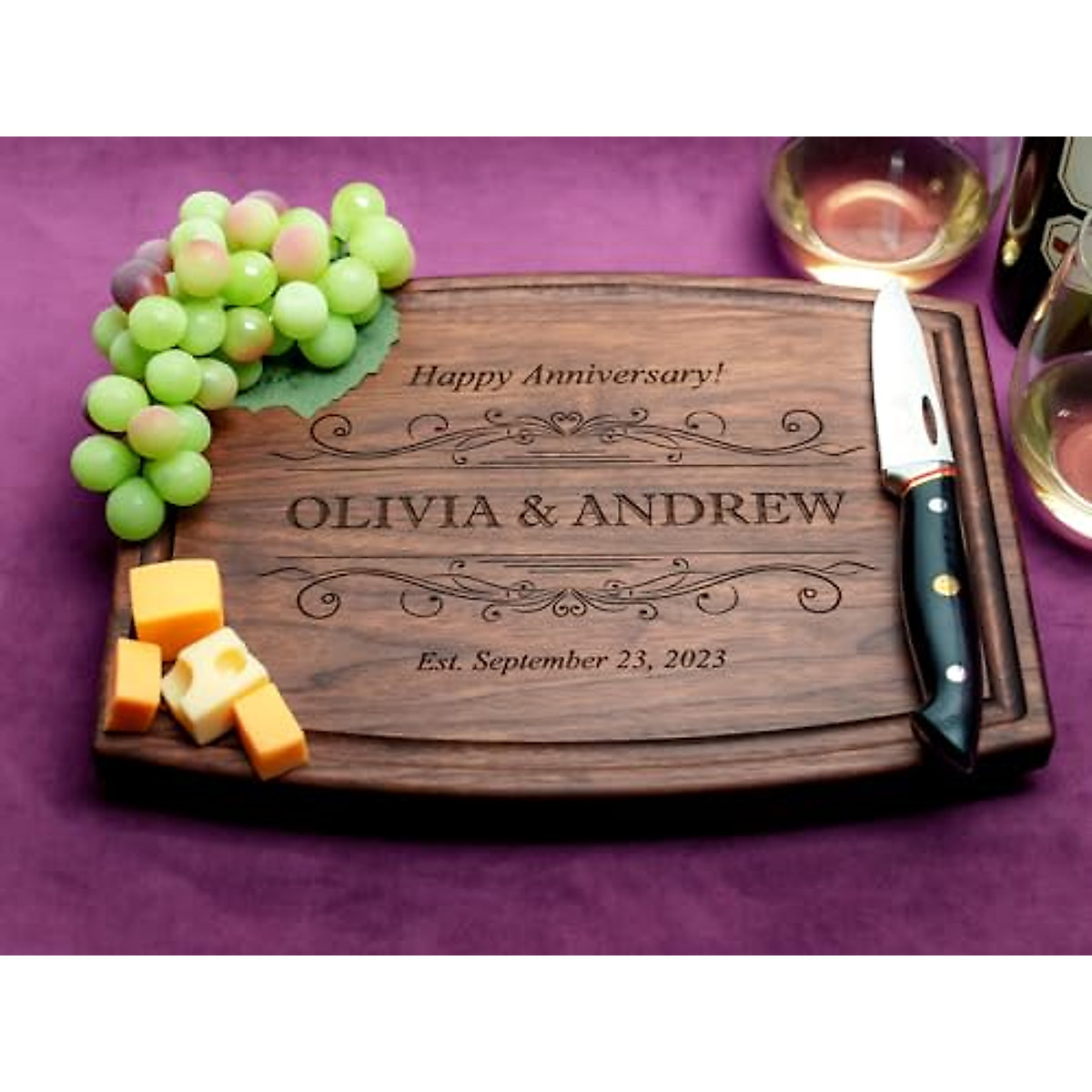 Straga Personalized Cutting Boards | Handmade Wood Engraved Charcuterie | Custom Wedding, Anniversary, Housewarming Gift for Newlyweds