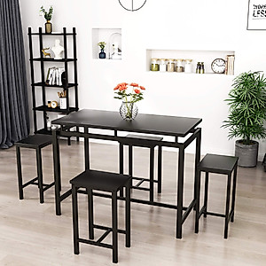 Recaceik 5 PCS Dining Table Set, Modern Kitchen Table and Chairs for 4, Wood Pub Bar Table Set Perfect for Breakfast Nook, Small Space Living Room