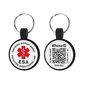 QR Dog Tag, ESA Dog ID Tag, Emotion Service Animal Tag, Quiet Dog Tag, Silent Silicone Dog Tag, Modified Pet Online Profile, Lightweight Durable Cat Tag, Personalized Custom Dog Tag (ESA, White)