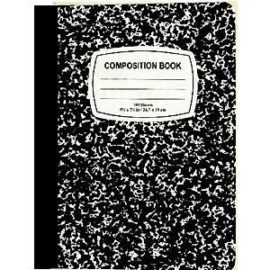 KCHEX Composition Book Wide-Ruled Notebook with 100 Sheets, Black Marble