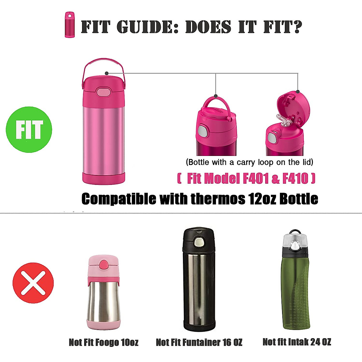 Replacement Straws for Thermos Funtainer 12oz (Model F401 & F410), Thermos Straws Replacement Kids, Thermos Water Bottle Replacement Parts, Funtainer Thermos 12oz Straw Set with Straw Brush