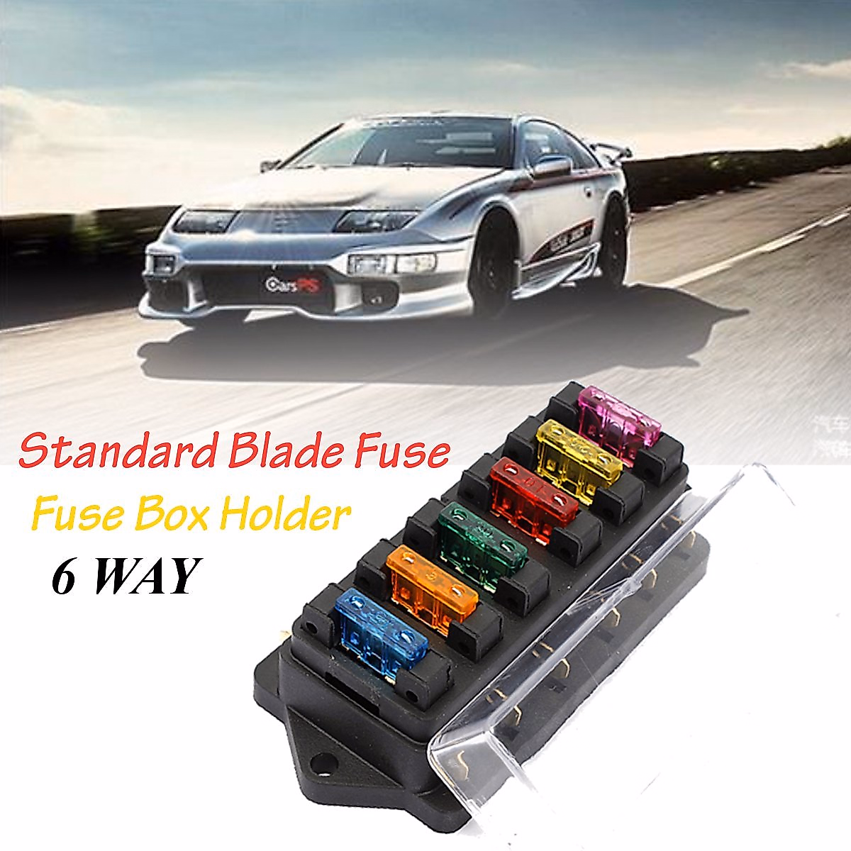 Ninth-City 6 Way Blade Fuse Block Waterproof Fuse Box Holder with Negative Bus ATC/ATO for 12V 24V Boat Marine Yacht Vehicle Auto RV Car Trailer Truck SUV Vehicle