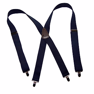 1 1/2" Wide Classic Series Holdups Suspenders for Men in X-back style w/USA Patented No-slip® Silver Clips (Black XS)