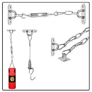 Lind Kitchen 2-Pack M5 Ceiling & Wall Mount Hanging Hardware Fitting Set 304 Stainless Steel Heavy Duty Strip Pad Eye Hook Plate + Snap Hook for Yoga Hammock Swing Marine Boat Application