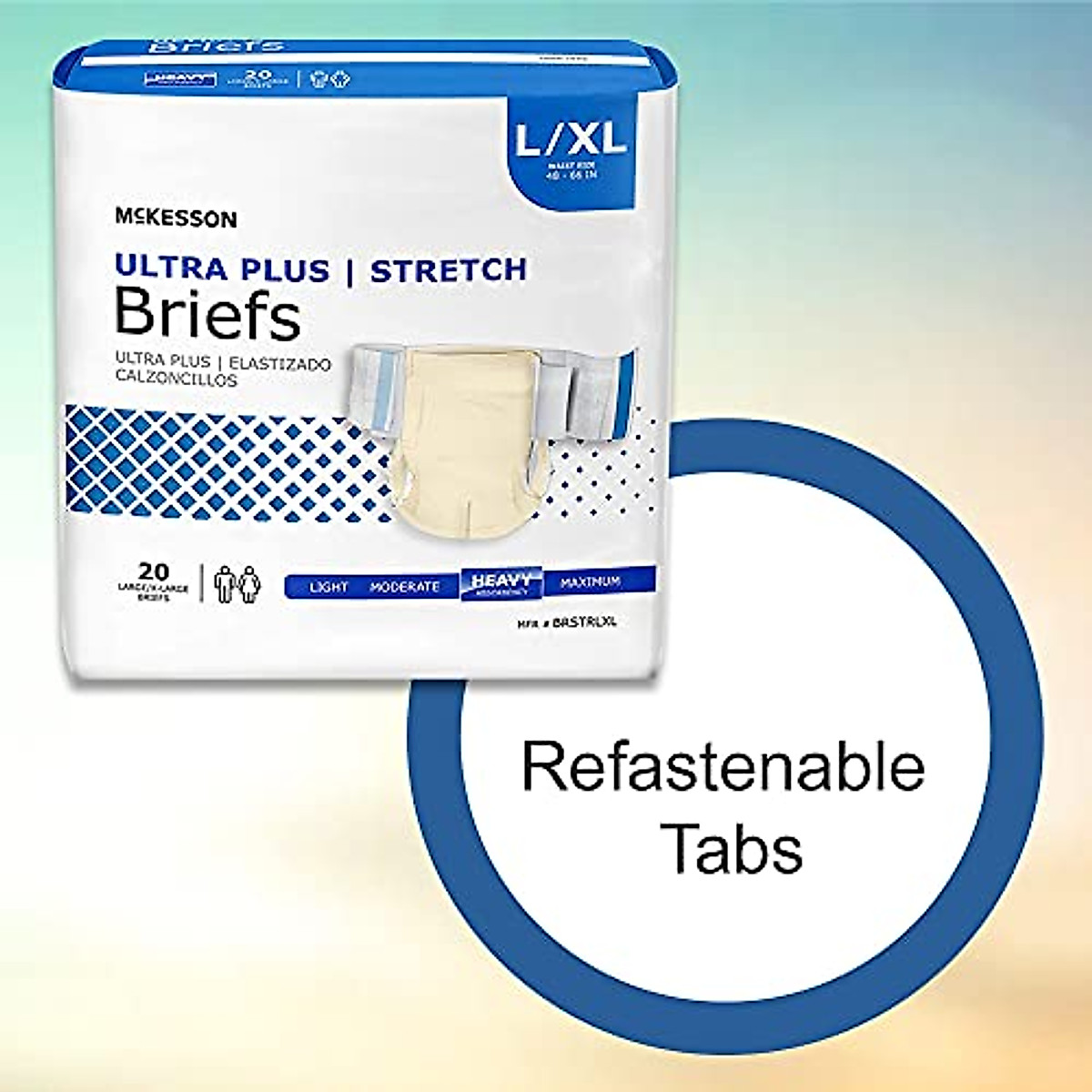 McKesson Ultra Plus Stretch Briefs, Incontinence, Heavy Absorbency, XL, 20 Count, 4 Packs, 80 Total