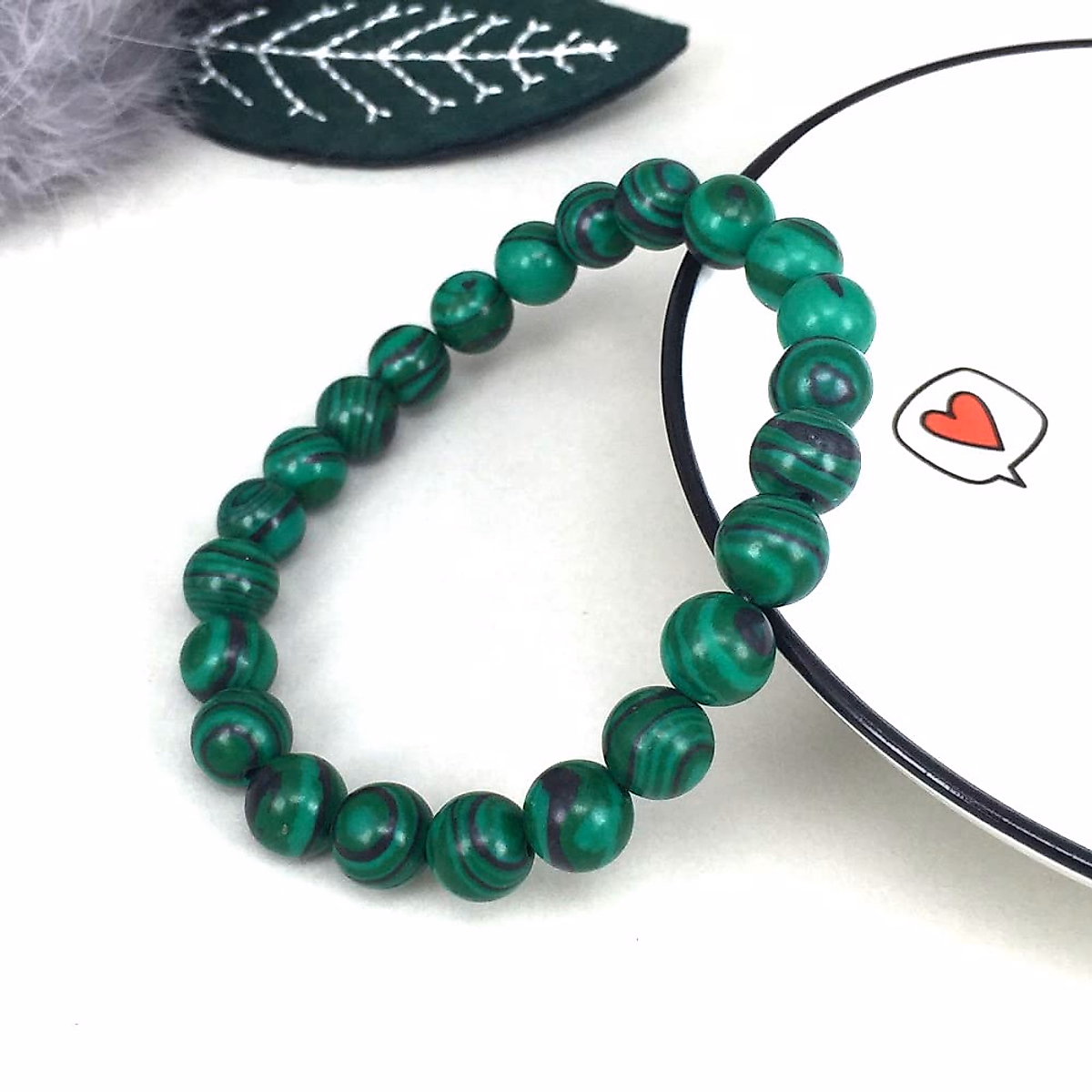COLORFUL BLING Natural Malachite Bracelet Set, Handmade Gemstone Beaded Stretch Bracelets for Women Men Yoga Bracelet Natural Stone Crystal Beads Bracelets