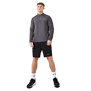 Everlast Men's Sports Shirts 1/4 Zip Long Sleeve Fleece Running Workout Pullover Tops Sweatshirt (US, Alpha, Medium, Regular, Regular, Gry)