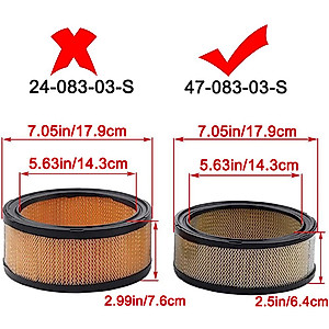 Hippotech 2 Pack 47 083 03-S 47 883 03-S1 Air Filter with 24 083 02-S Pre-Cleaner Kit Replacement for Kohler CH18-CH25 CH730-CH740 K301 K321 K361 K241 Engines