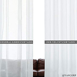 Yancorp Non-See-Through Velvet Opaque Privacy Curtains 2 Panels Drapes for Living Room Bedroom Doorway Divider Semi Sheer Curtain White 45 inches Kitchen Window Panels (White, W33 xL45)